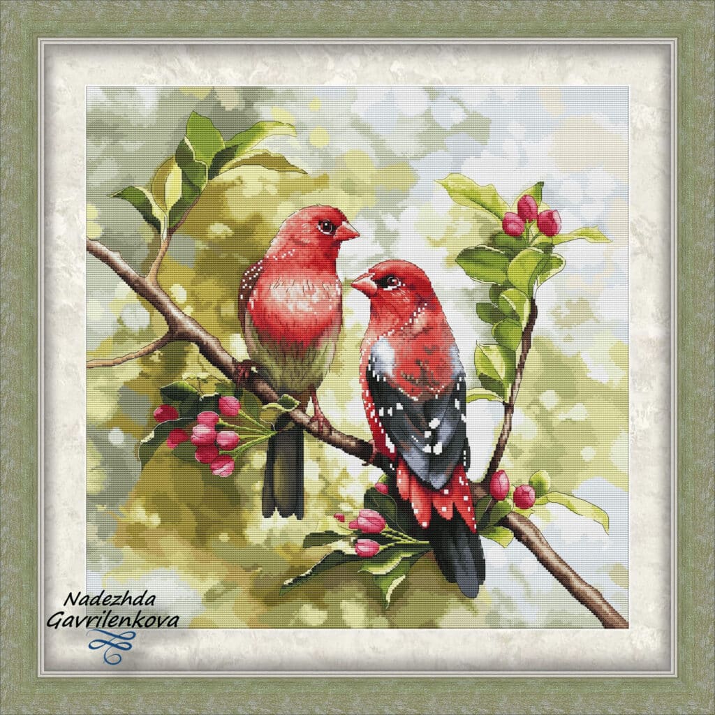 Nadezhda Gavrilenkova Strawberry finches Chart Hard copy - JK's Cross ...