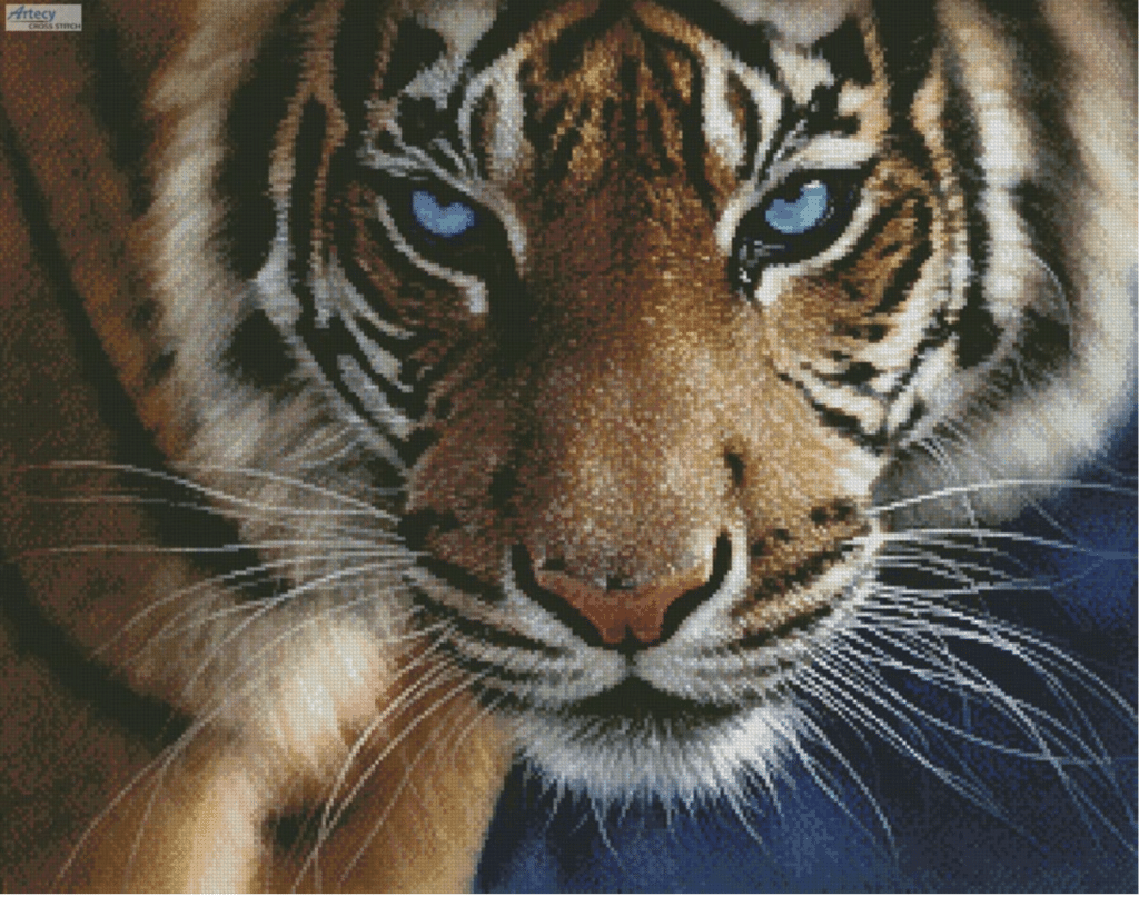 Artecy Cross Stitch Blue Eyed Tiger 15096 Cross Stitch Chart Hard Copy ...