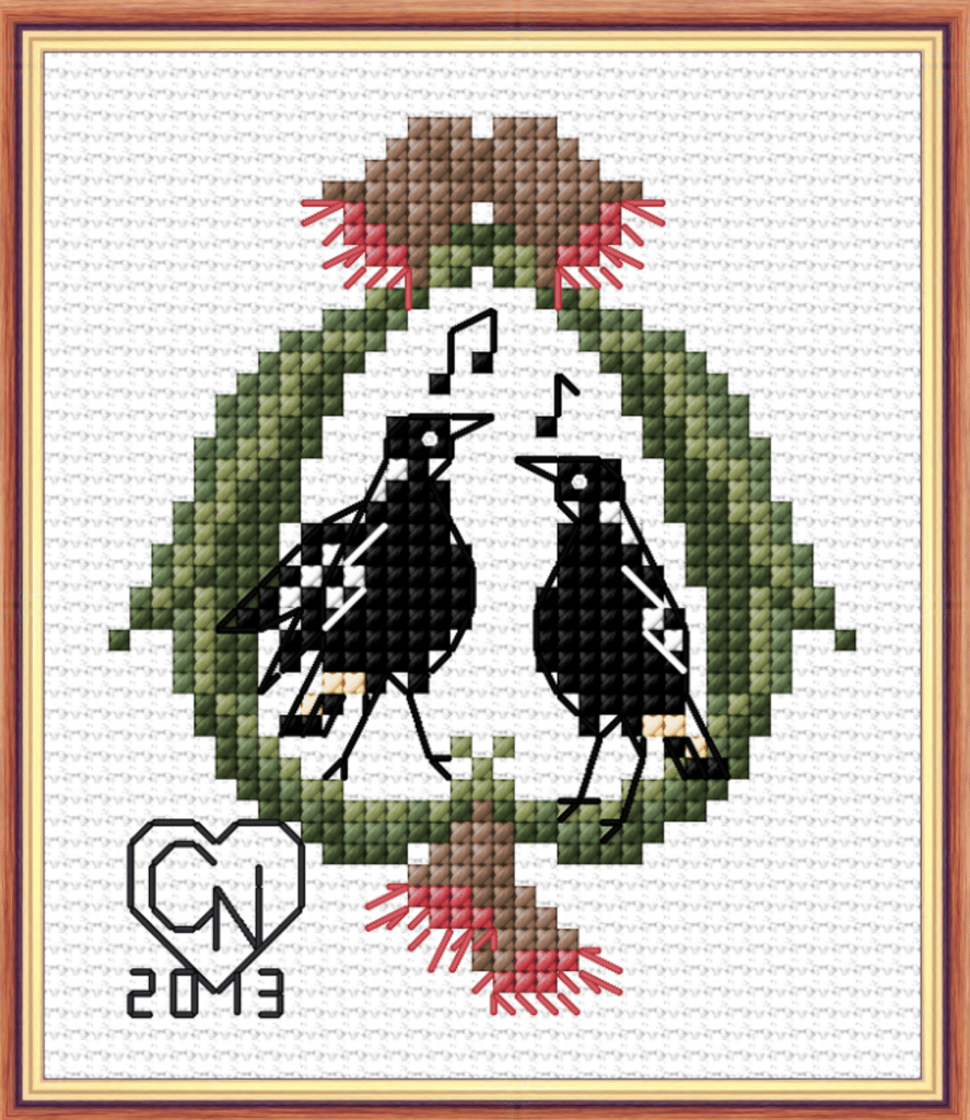 Gumleaf Ornies - Magpie - JK's Cross Stitch Supplies