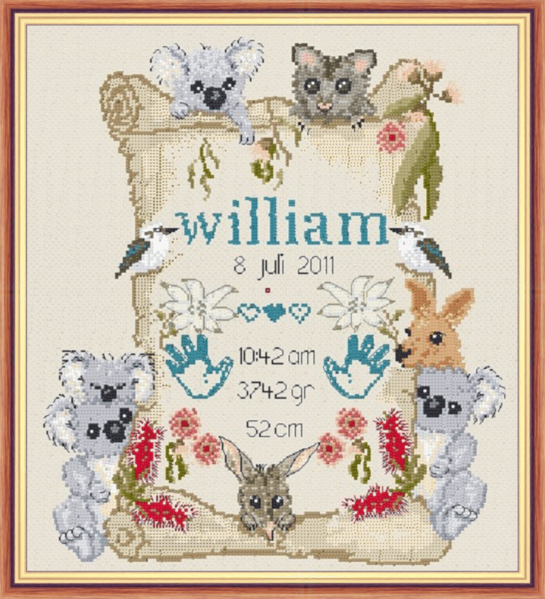 Bush Babies and Handprints Sampler - JK's Cross Stitch Supplies