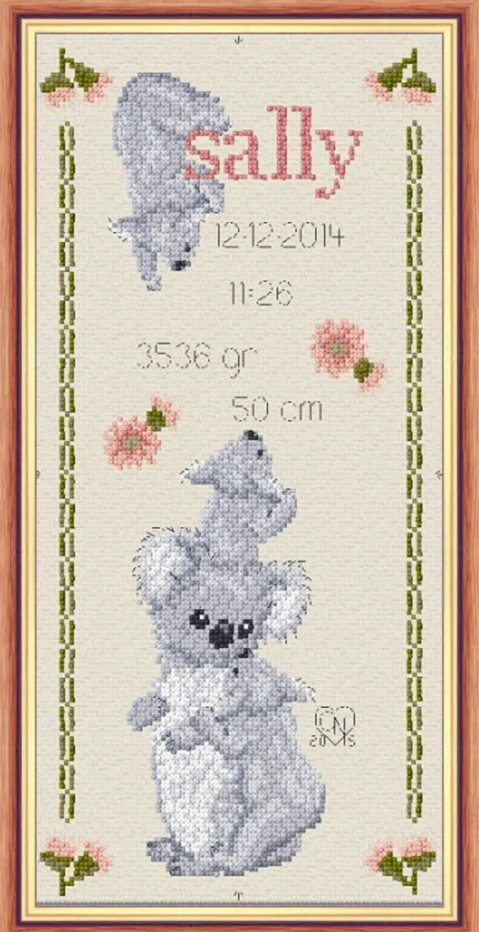 Climbing Koalas Birth Sampler - JK's Cross Stitch Supplies