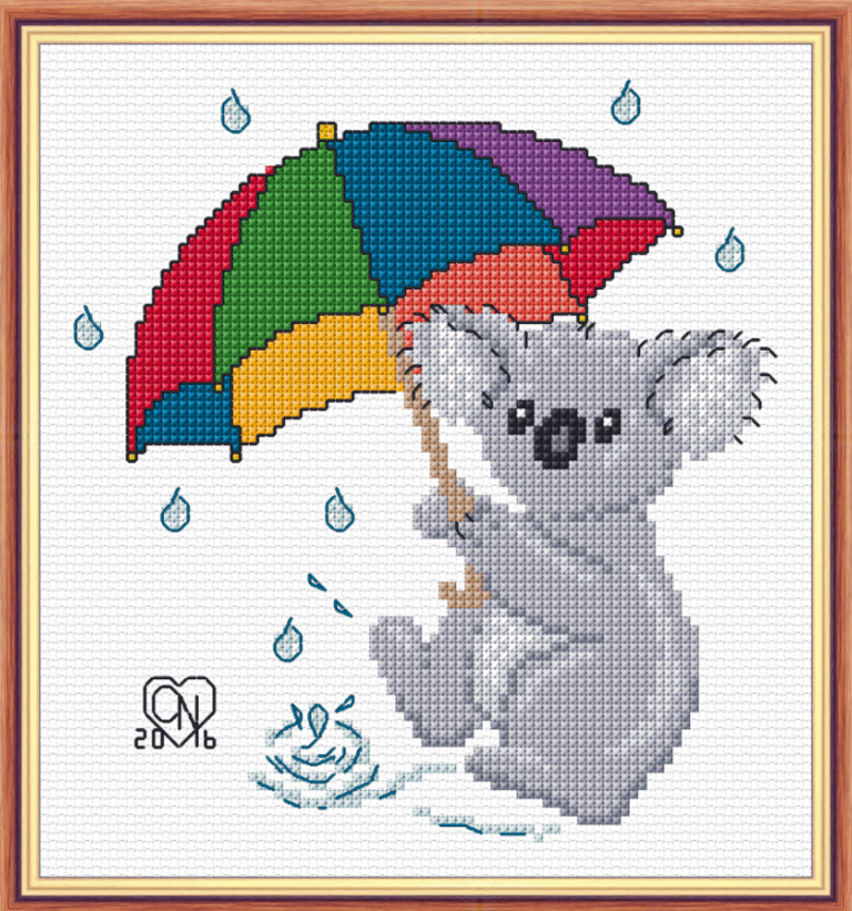 Koala And Umbrella Jks Cross Stitch Supplies
