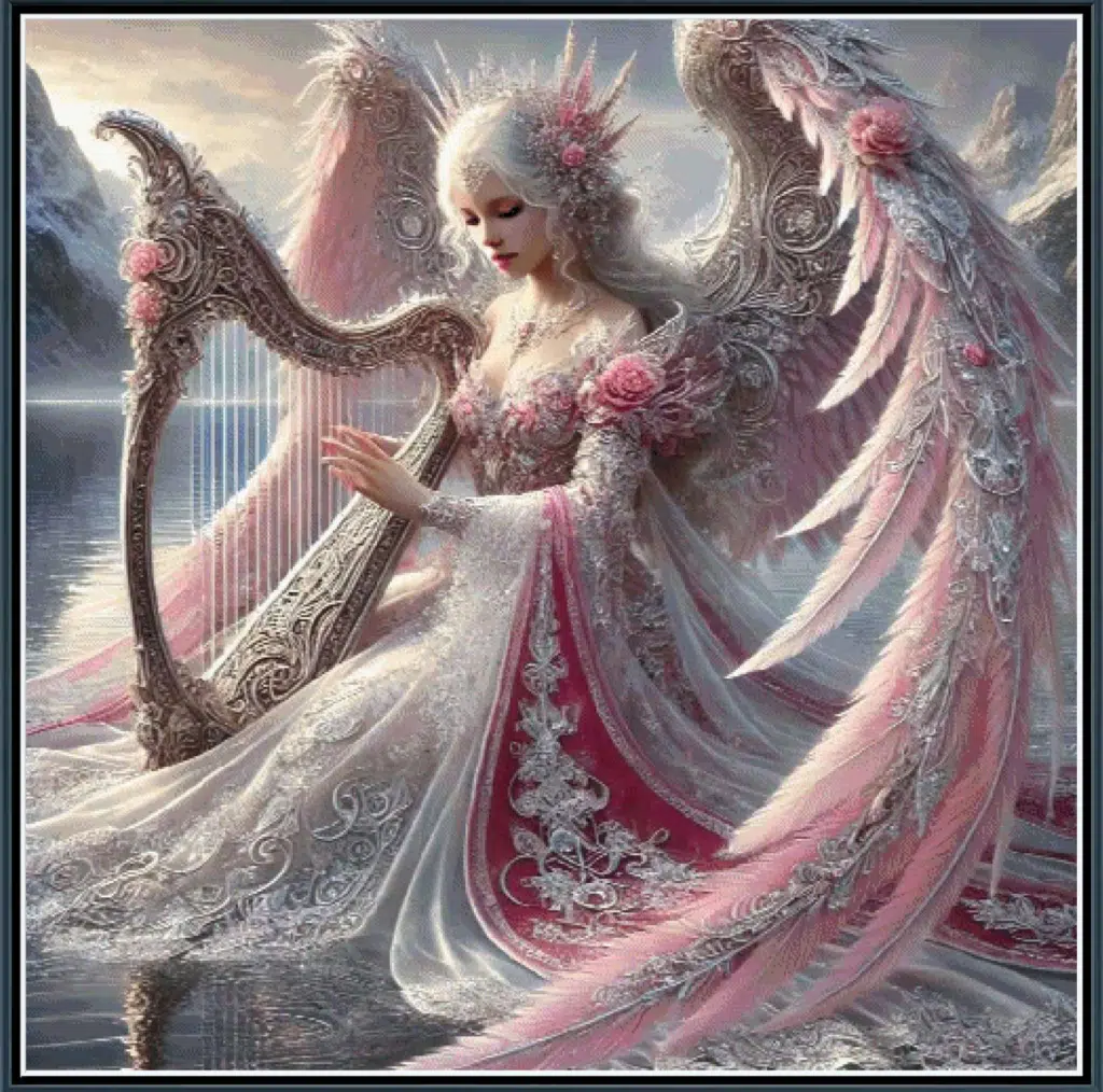 Angel Harp Wattobiz Cross Stitch Chart PDF - JK's Cross Stitch Supplies